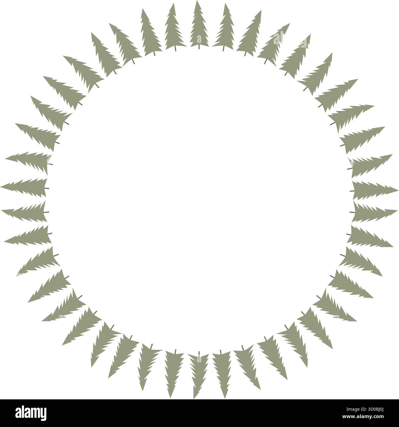 Winter tree New Year frame. Cute simple Christmas tree frame. Nature ...