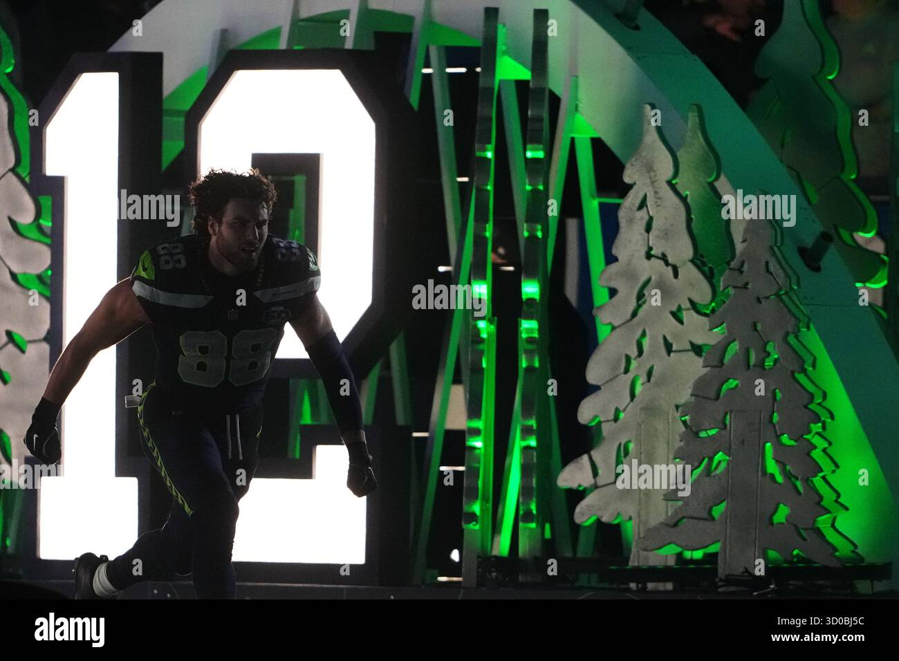 Seattle Seahawks tight end AJ Barner runs out during introductions ...