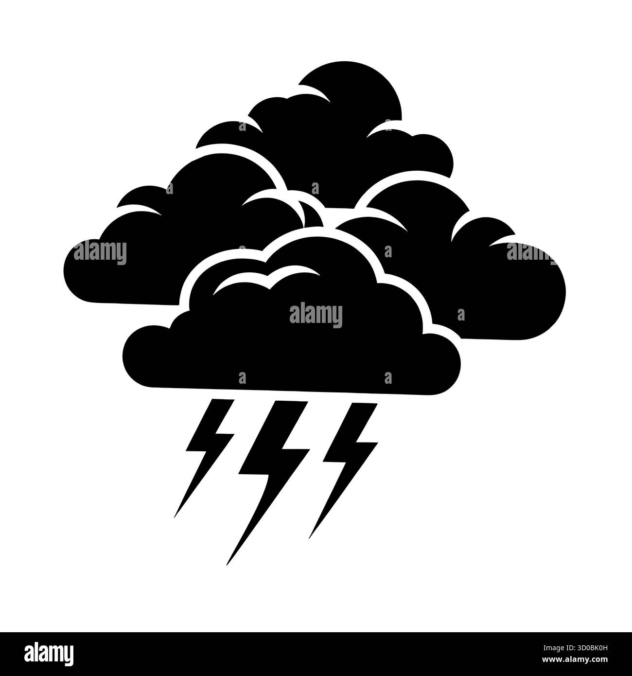Black thunderstorm cloud with three lightning bolts icon Stock Vector ...