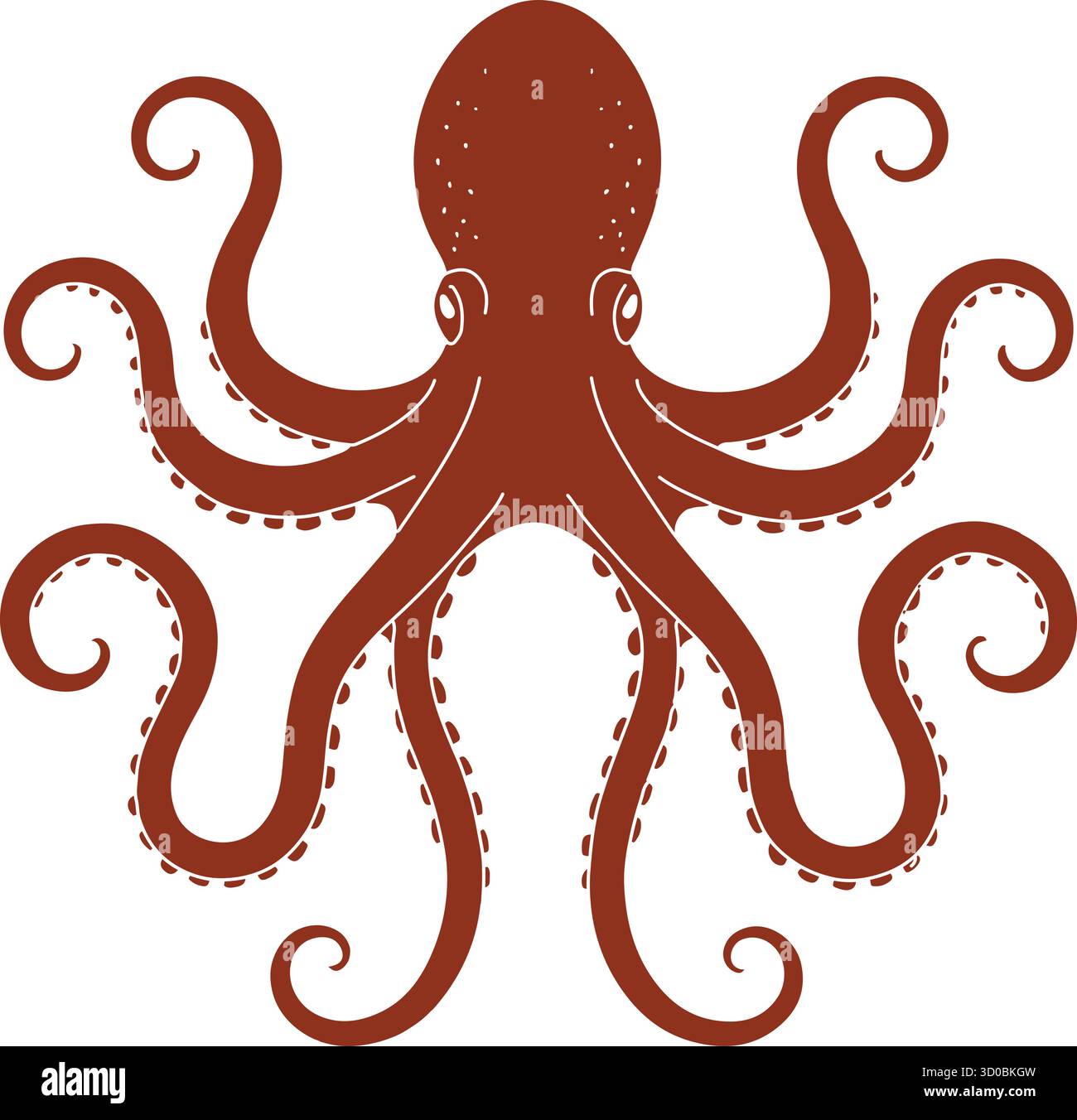 A sea creature silhouette features eight curling arms with suction cups ...