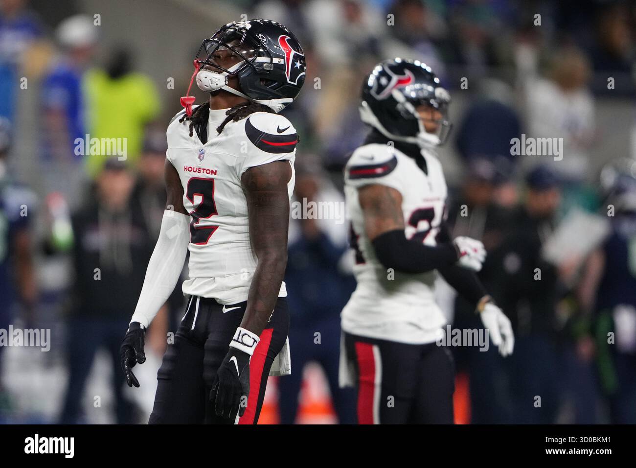 Houston Texans safety Calen Bullock reacts during an NFL football game ...