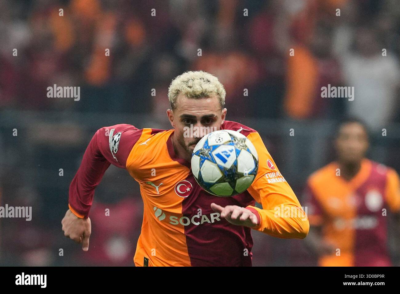 Galatasaray's Baris Yilmaz controls the ball during the Champions ...