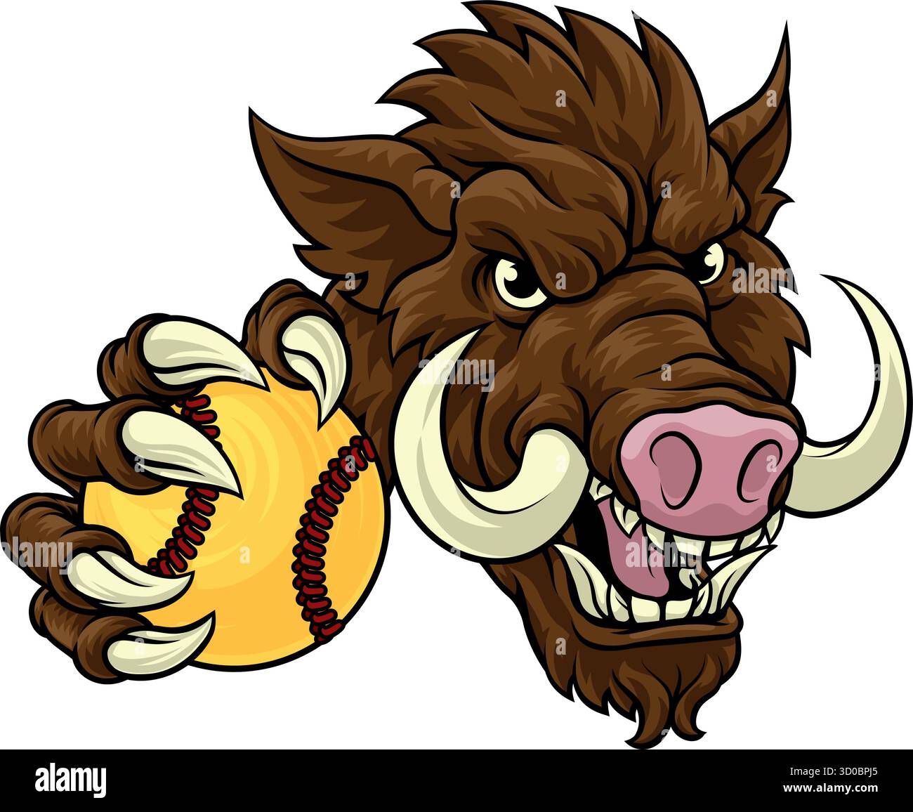 Boar Wild Hog Razorback Warthog Softball Mascot Stock Vector Image ...