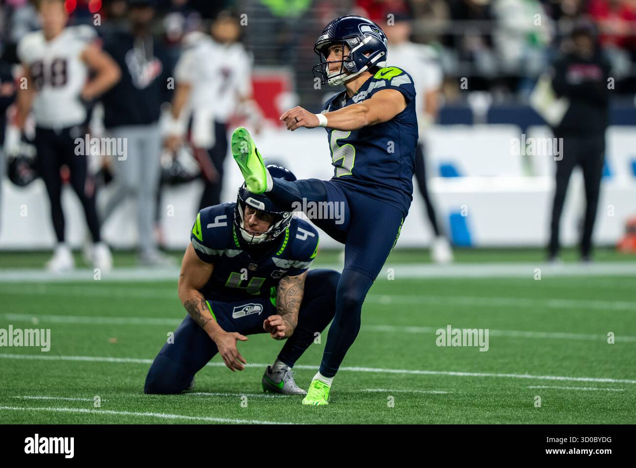 Seattle Seahawks kicker Jason Myers kickes a field goal during an NFL ...