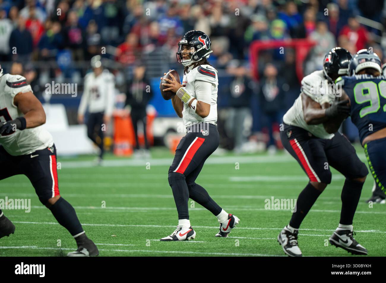 Houston Texans quarterback C.J. Stroud drops back to pass during an NFL ...