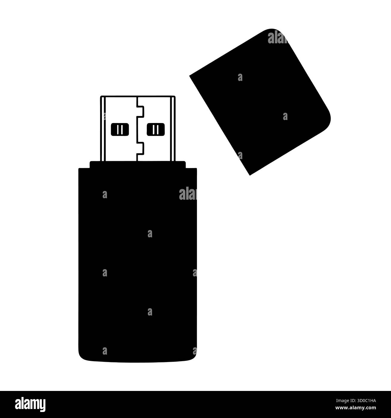 Black usb flash drive with cap removed Stock Vector Image & Art - Alamy