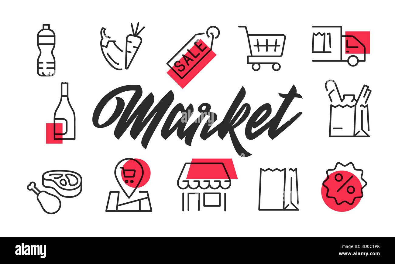 Market Poster. Vector Illustration Stock Vector Image & Art - Alamy