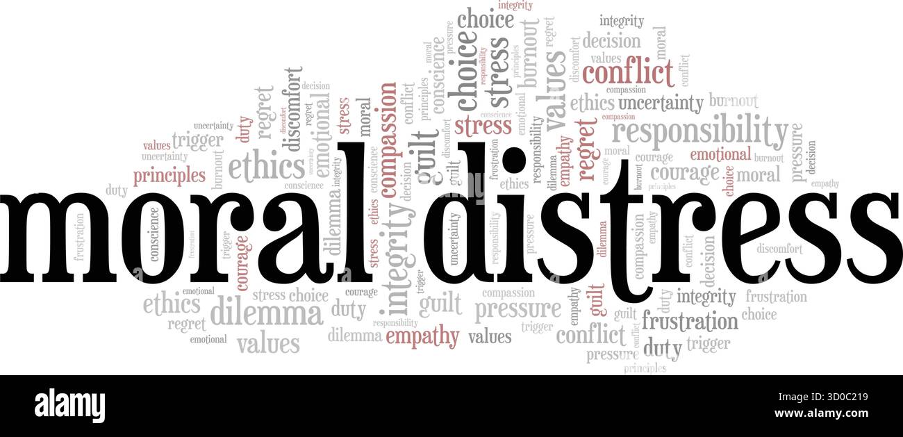Moral Distress word cloud conceptual design isolated on white ...