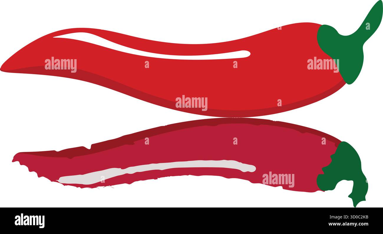 A stylized red chili pepper vector illustration with a smooth ...