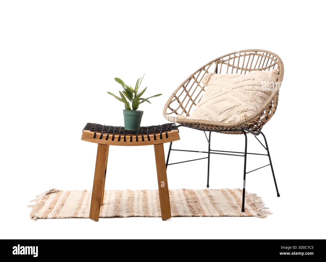 Wooden table white rug Cut Out Stock Images & Pictures - Alamy