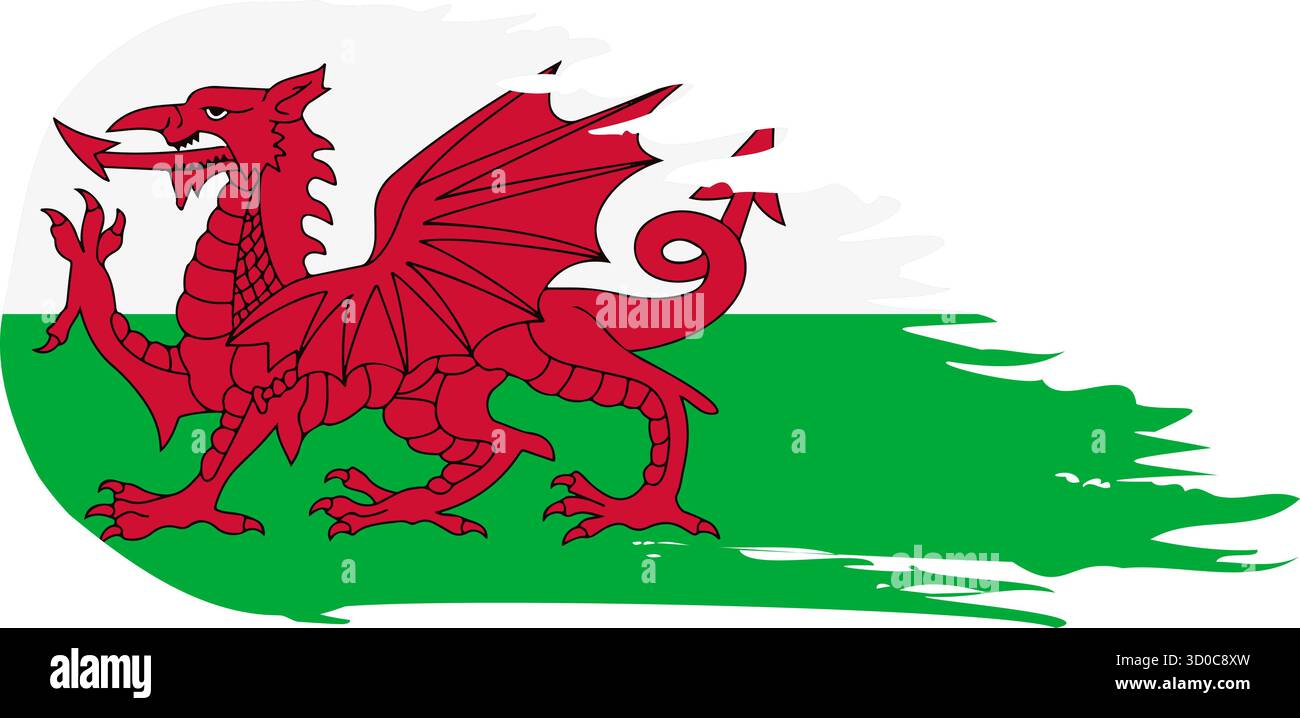 Wales comet flag fly, grunge brush vector Stock Vector Image & Art - Alamy