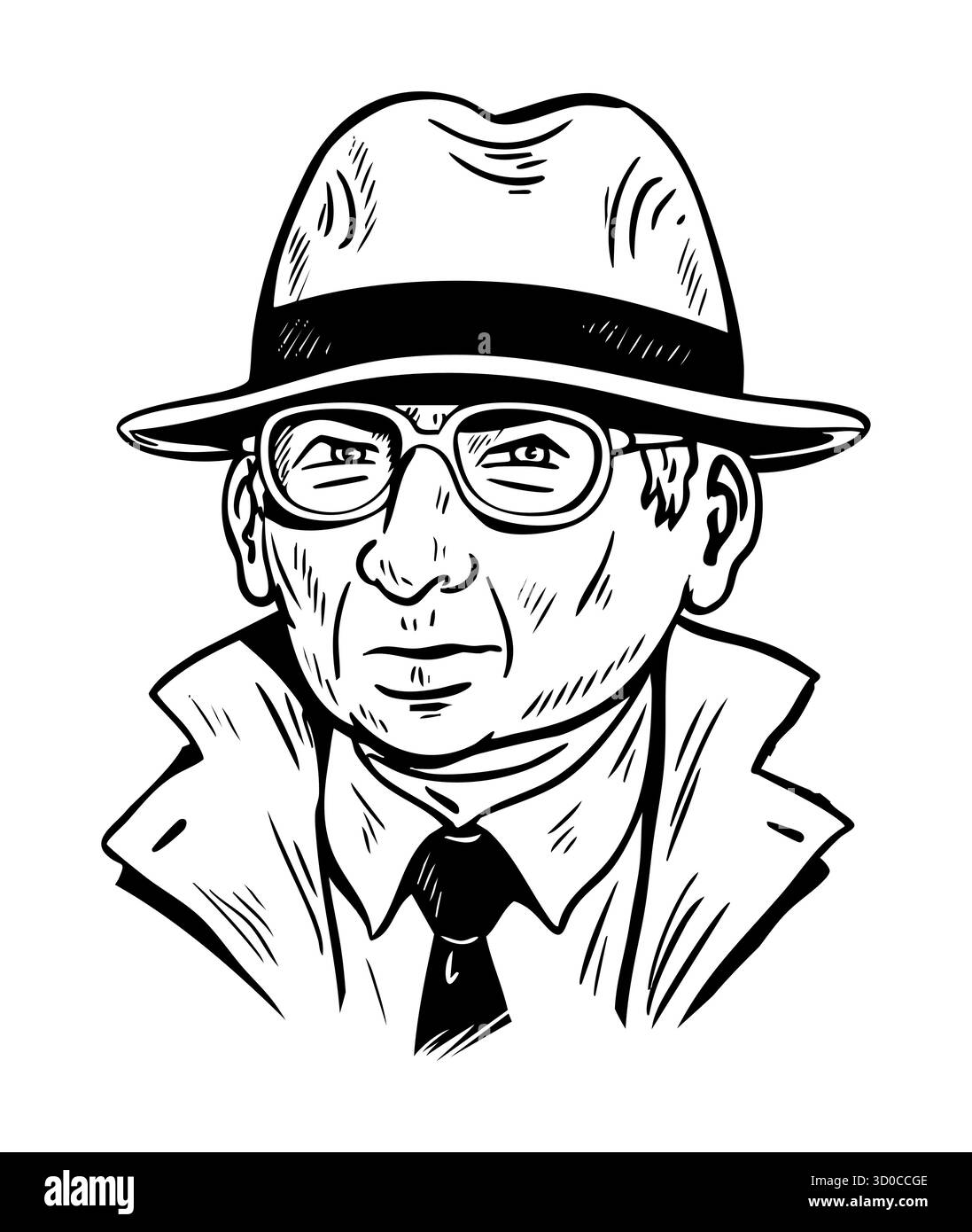 Portrait retro noir detective wearing Stock Vector Images - Alamy
