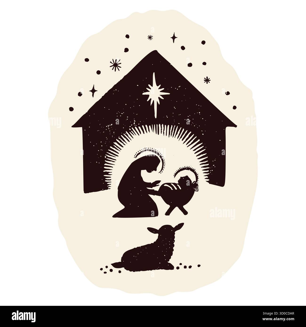 Hand drawn christian christmas nativity characters. Mary,the baby Jesus ...