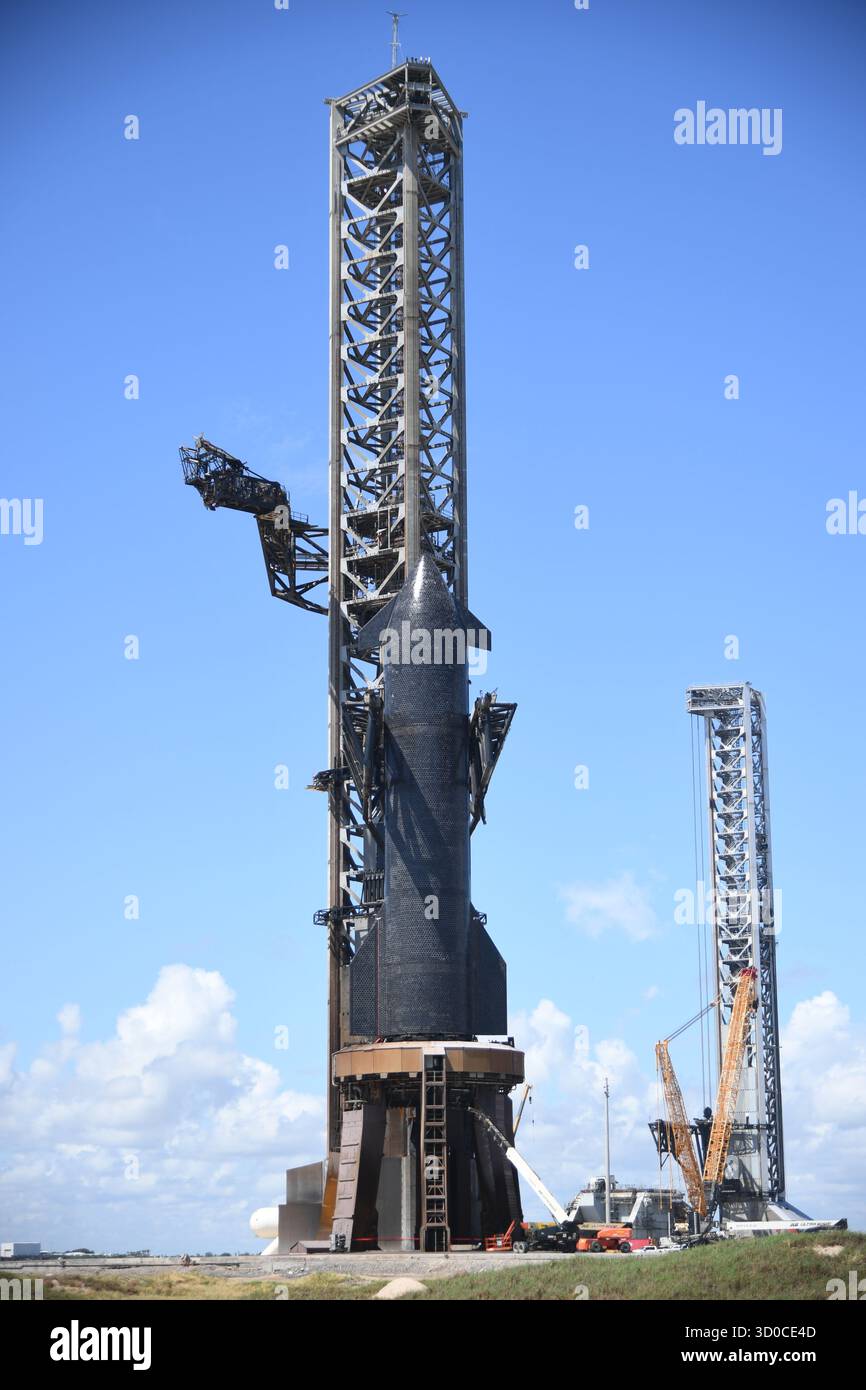 Starship 38 preparations prior to a static fire test on the orbital ...