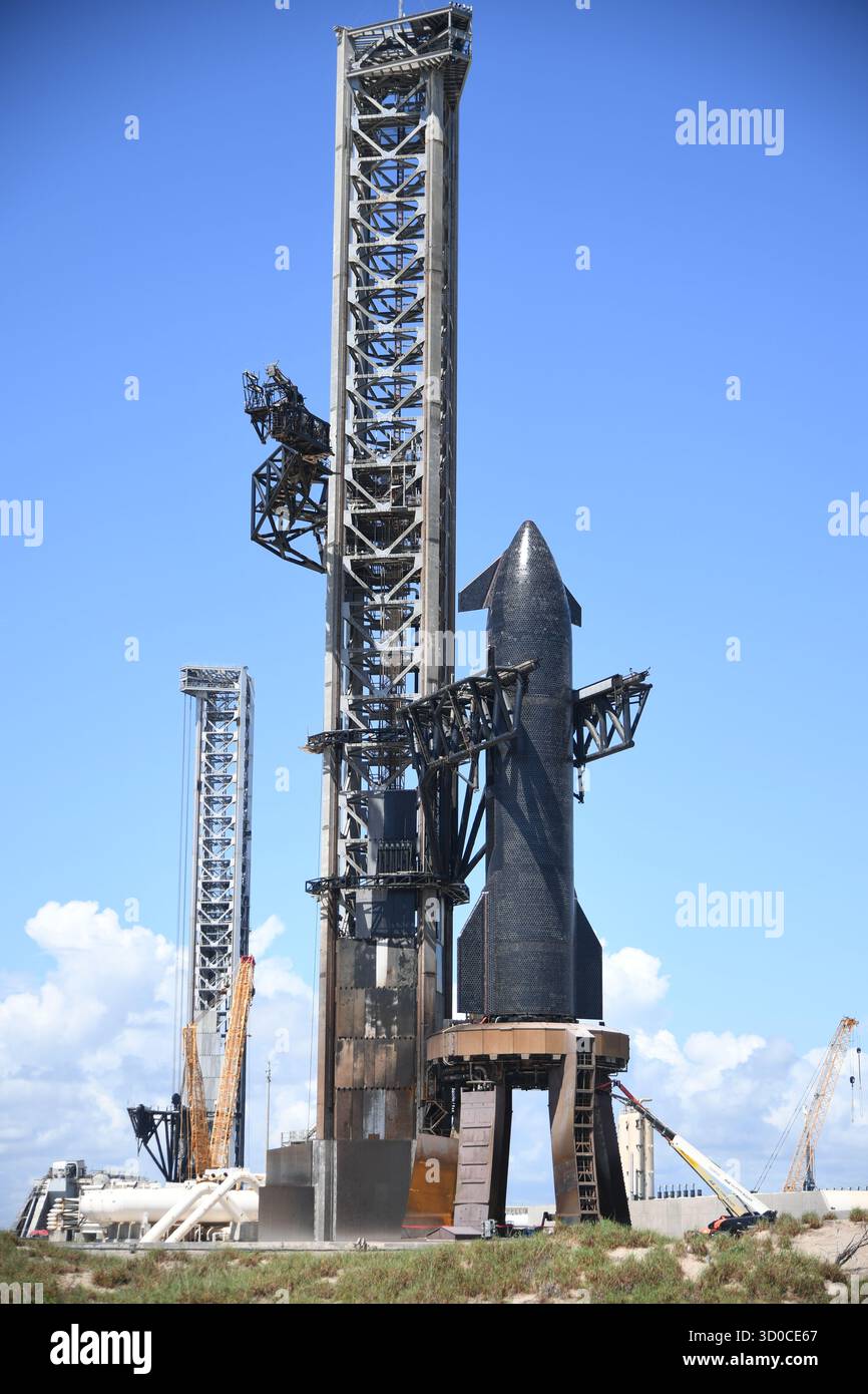 Starship 38 preparations prior to a static fire test on the orbital ...