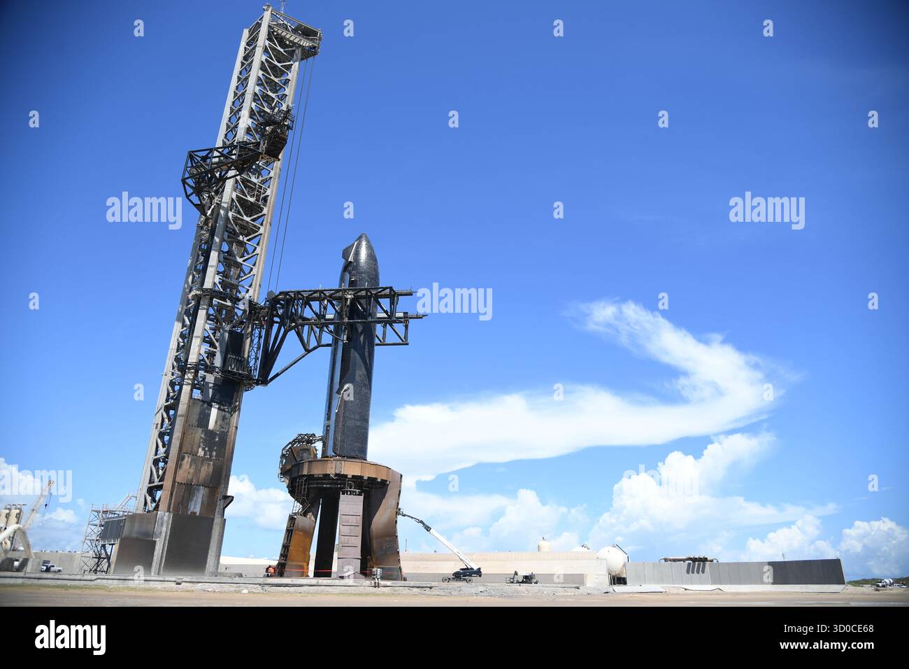 Starship 38 preparations prior to a static fire test on the orbital ...