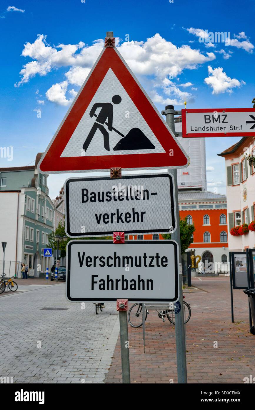 Signs the same the World over: Men at Work warning sign seen in Erding ...