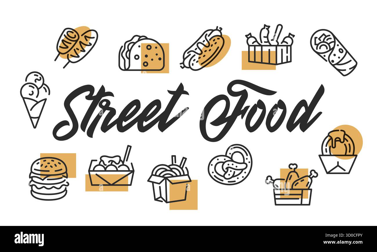 Street food wrap Stock Vector Images - Alamy