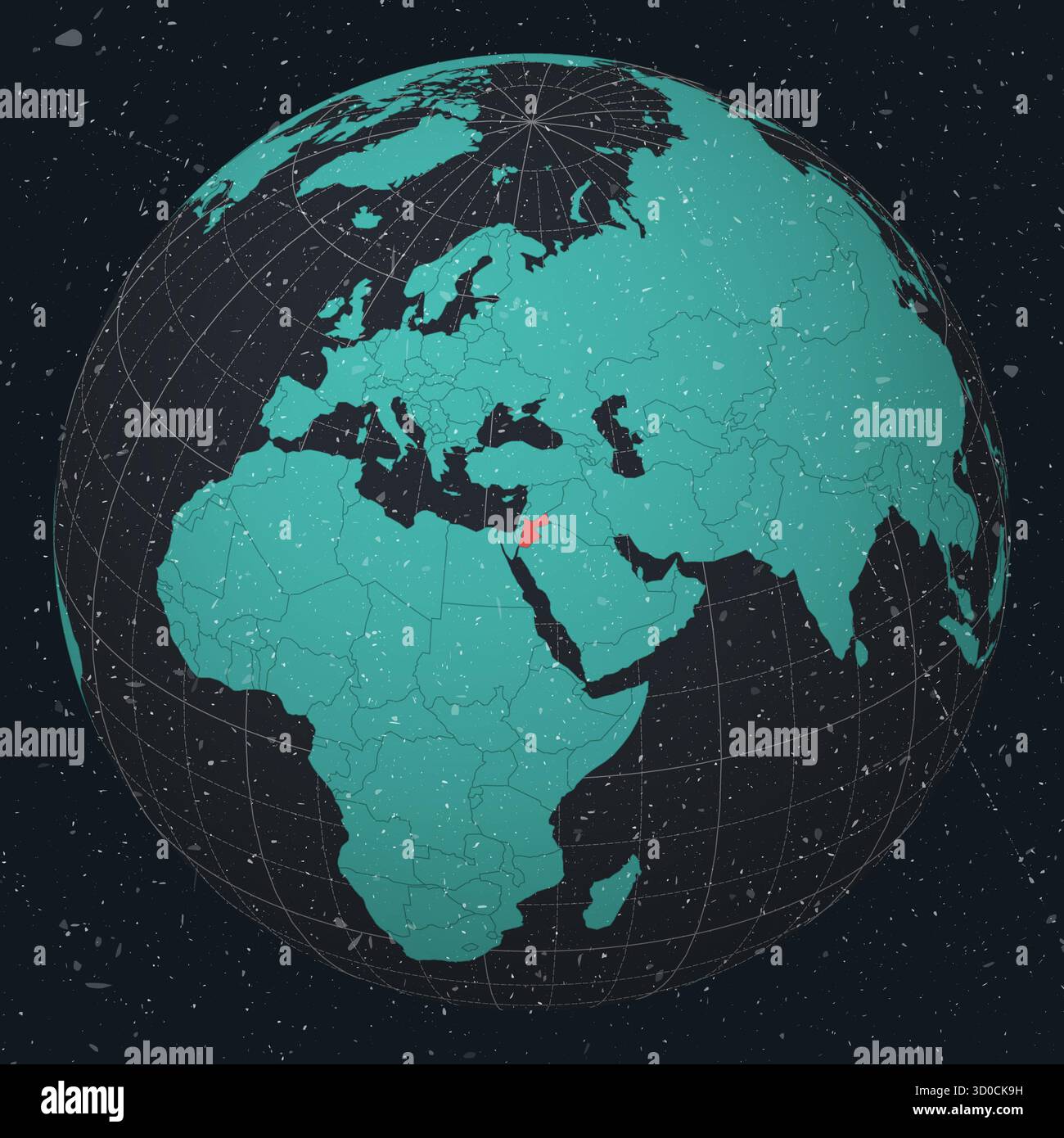 Hashemite Kingdom of Jordan on Globe. Vintage look with grunge ...