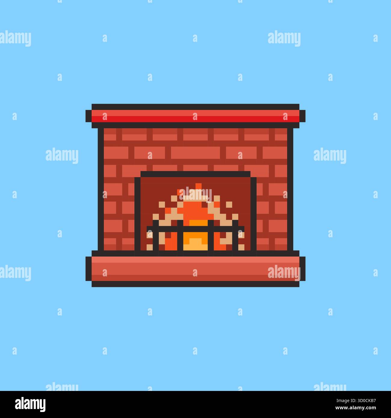 Pixel art Christmas Fireplace game asset design Stock Vector Image ...