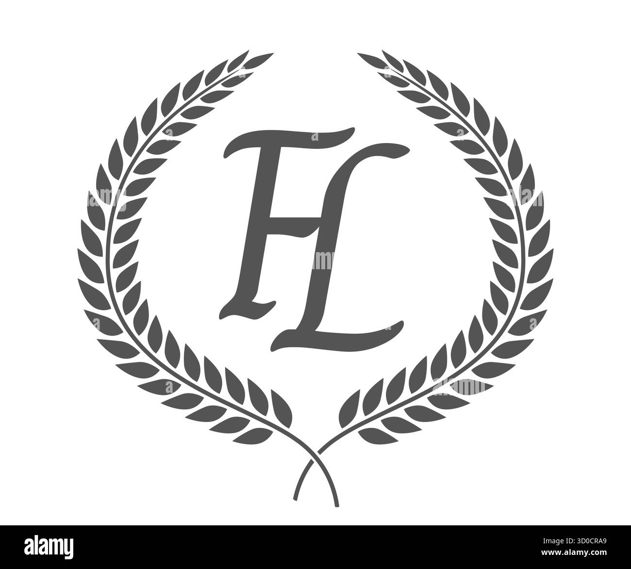 Initial letter F and L, FL monogram logo design with laurel wreath ...