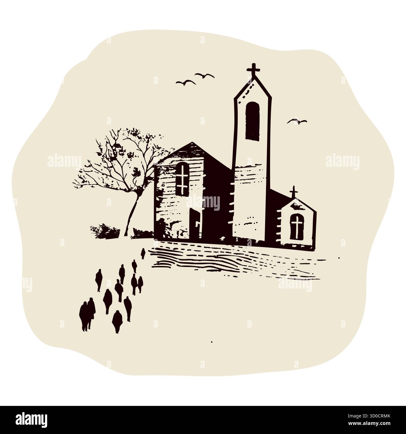 Pilgrims walking camino in Cut Out Stock Images & Pictures - Alamy