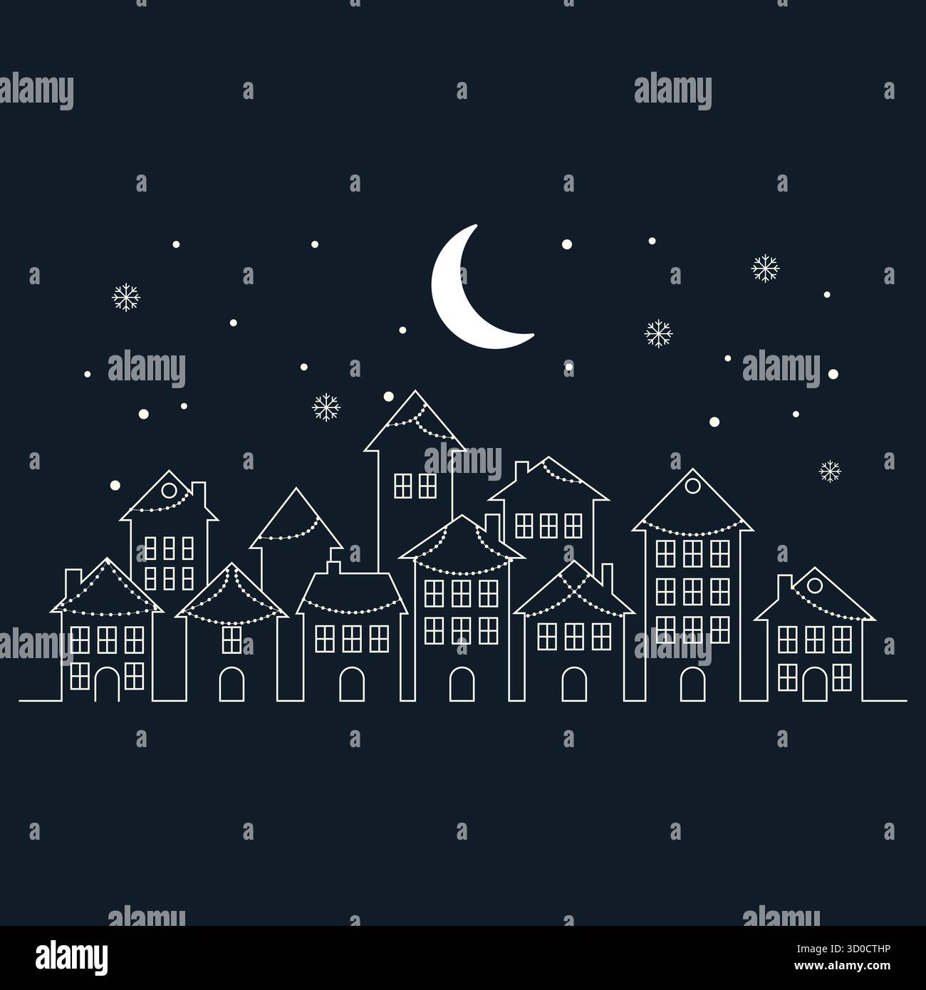 Village house lights night Stock Vector Images - Alamy