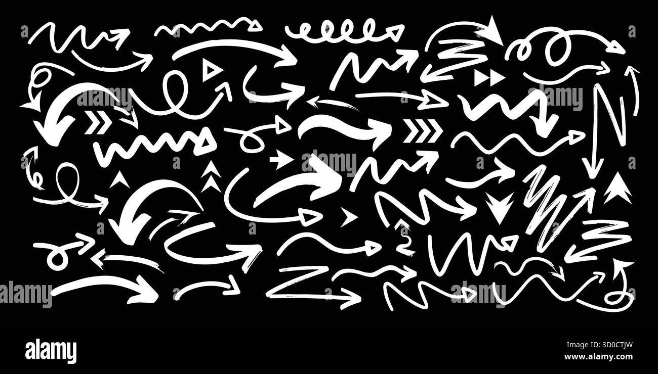 Hand-Drawn Arrows Vector Set – Creative Direction Icons for UI Design ...