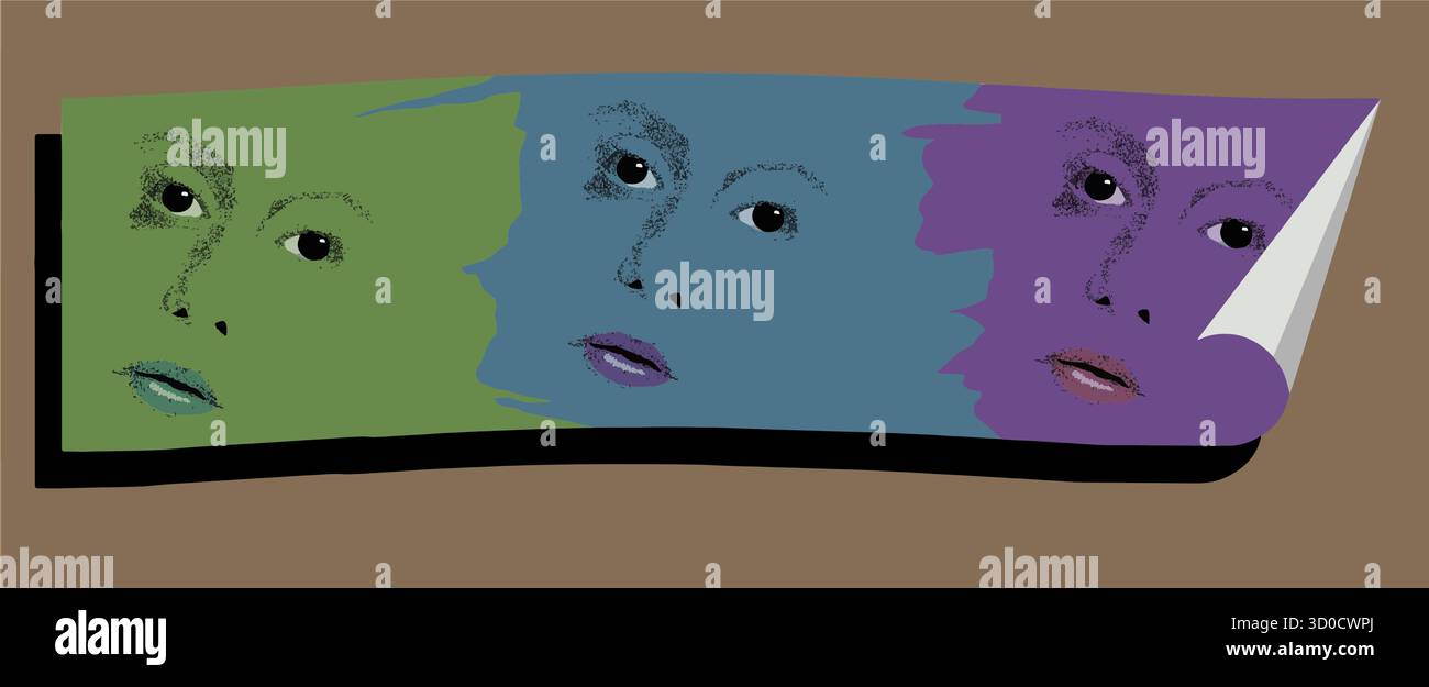 A drawing on a banner of a beautiful girl’s face is made with a ...