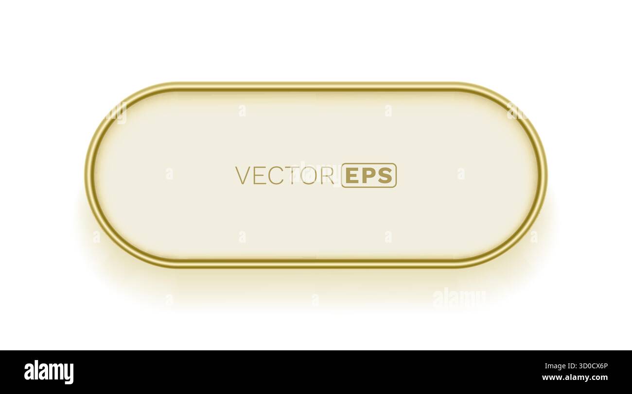 Elegant golden rounded frame with subtle shadow. Blank premium oval ...