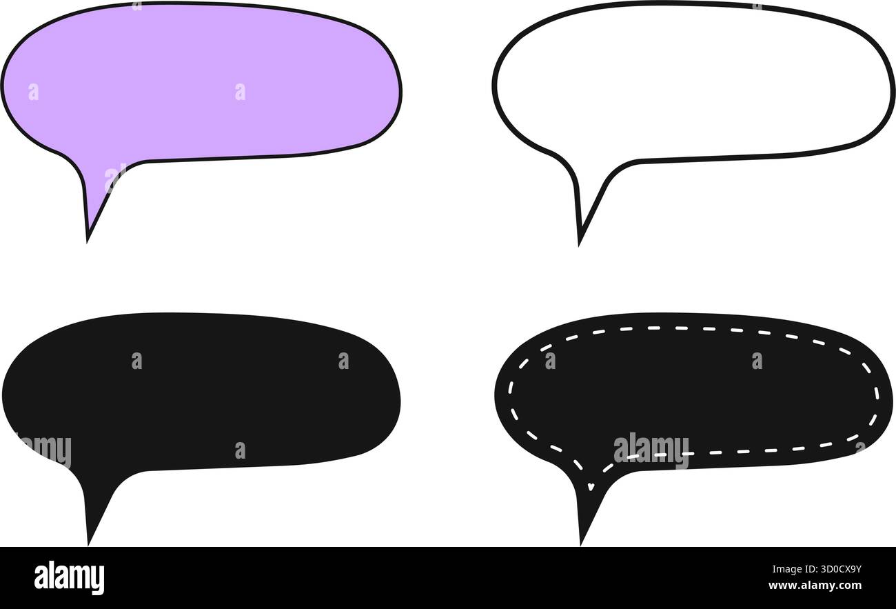 Set of cute talk clouds templates in doodle style. Thought balloons ...