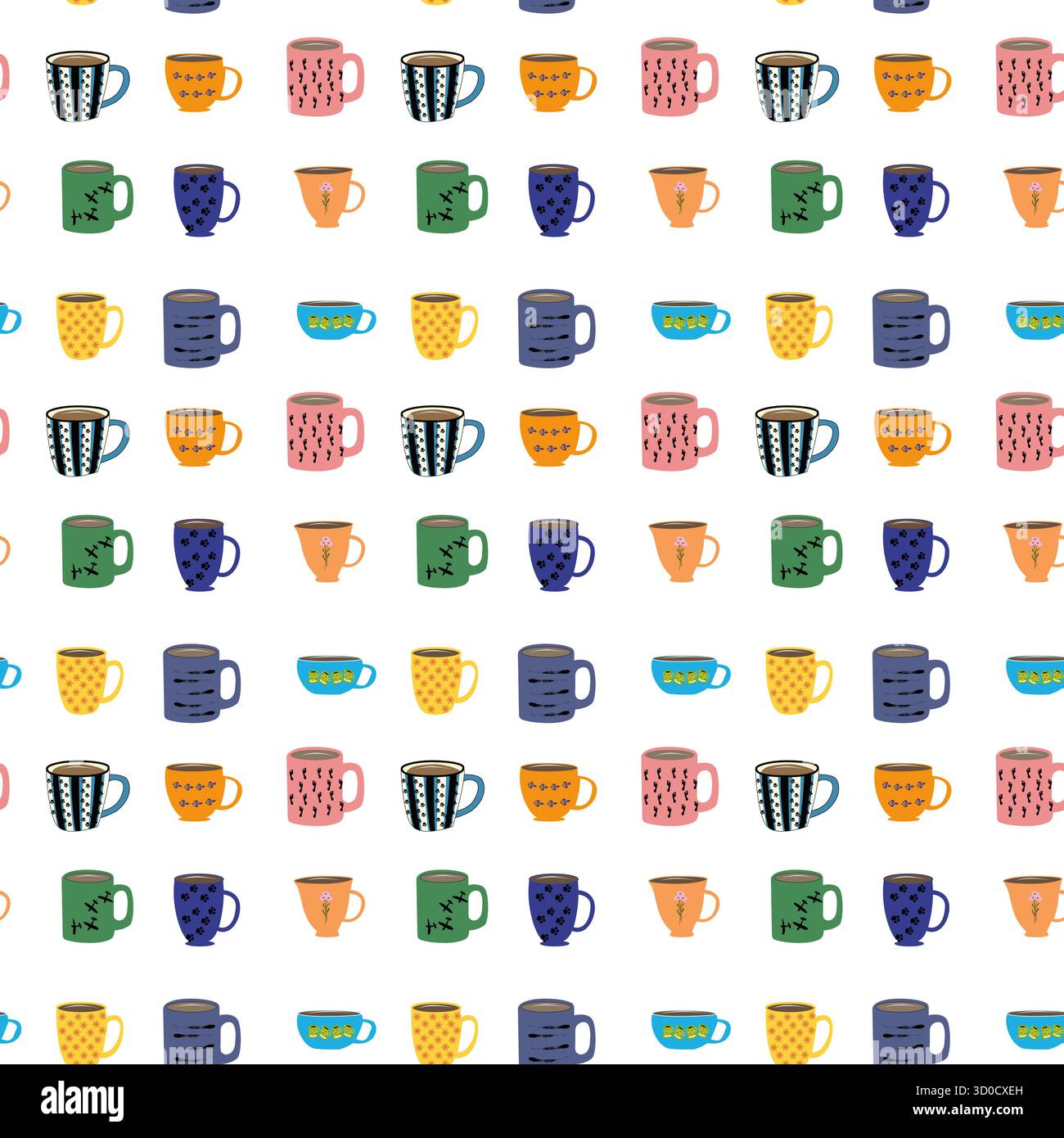 Seamless flat texture cups Stock Vector Images - Alamy