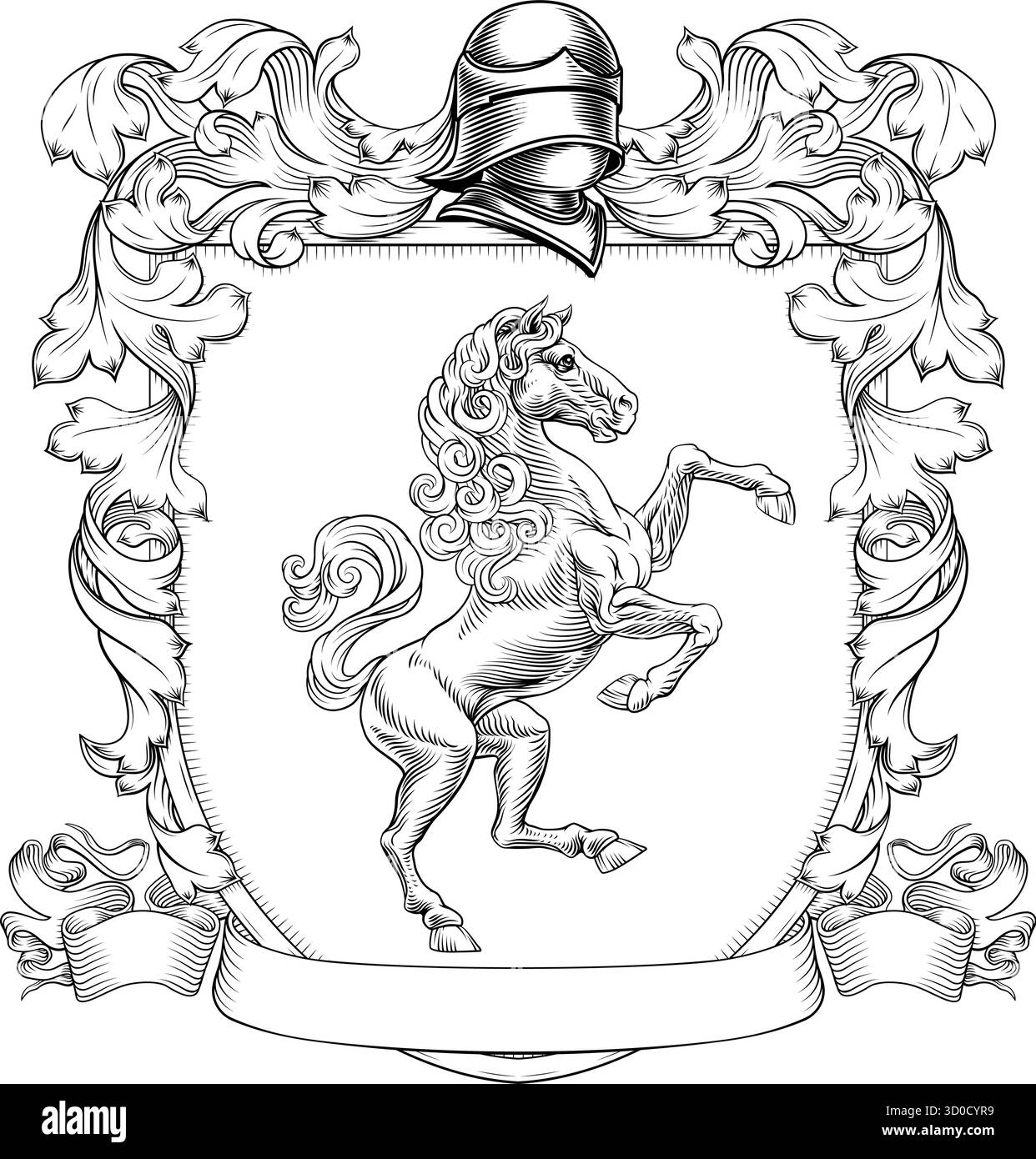 Coat of Arms Crest Horse Family Heraldic Shield Stock Vector Image ...