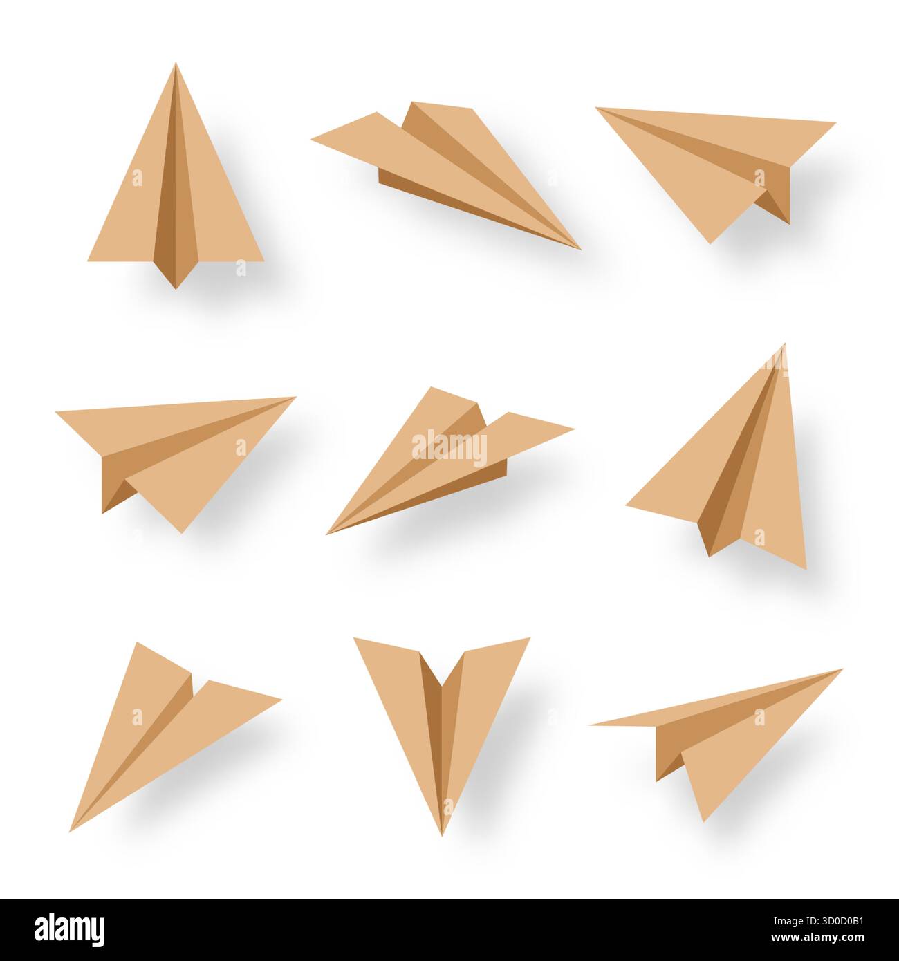 Realistic handmade paper planes collection on transparent background ...