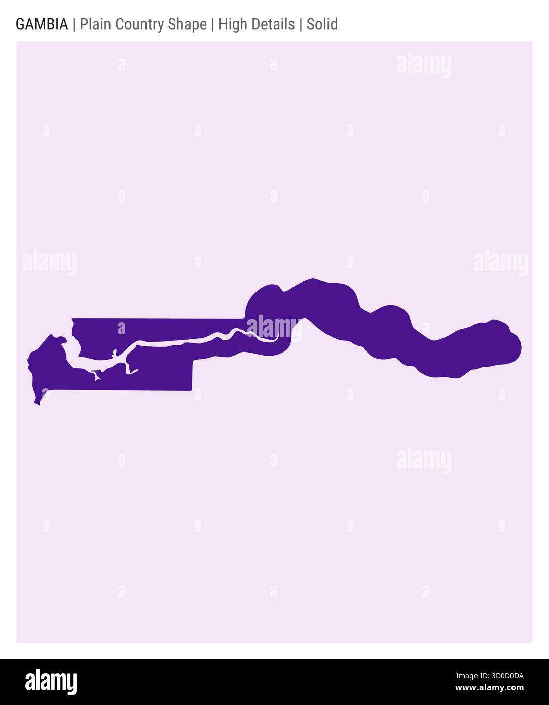 Gambia plain country map. High details. Solid style. Shape of Gambia ...