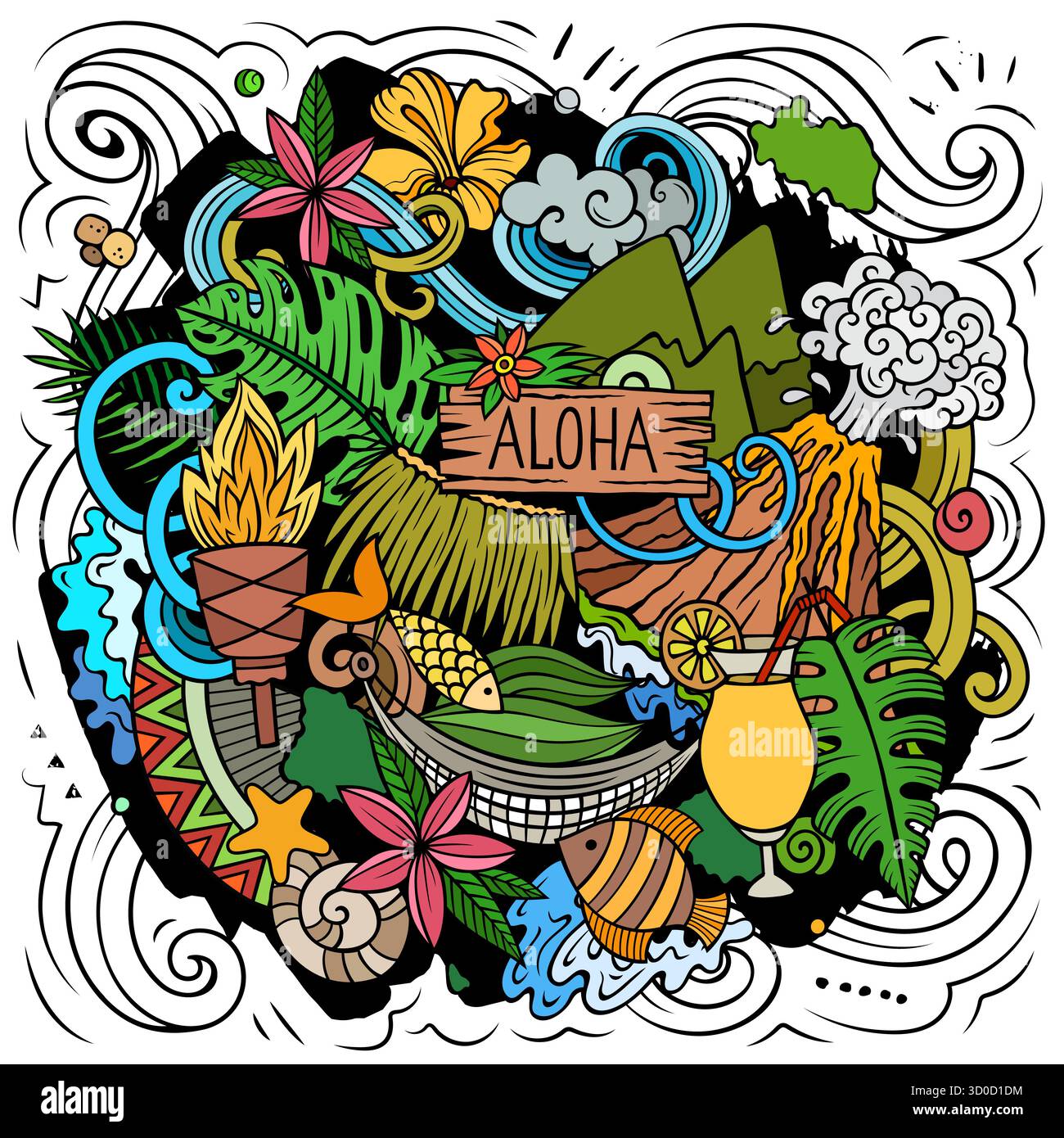 Hawaii cartoon vector doodle illustration Stock Vector Image & Art - Alamy