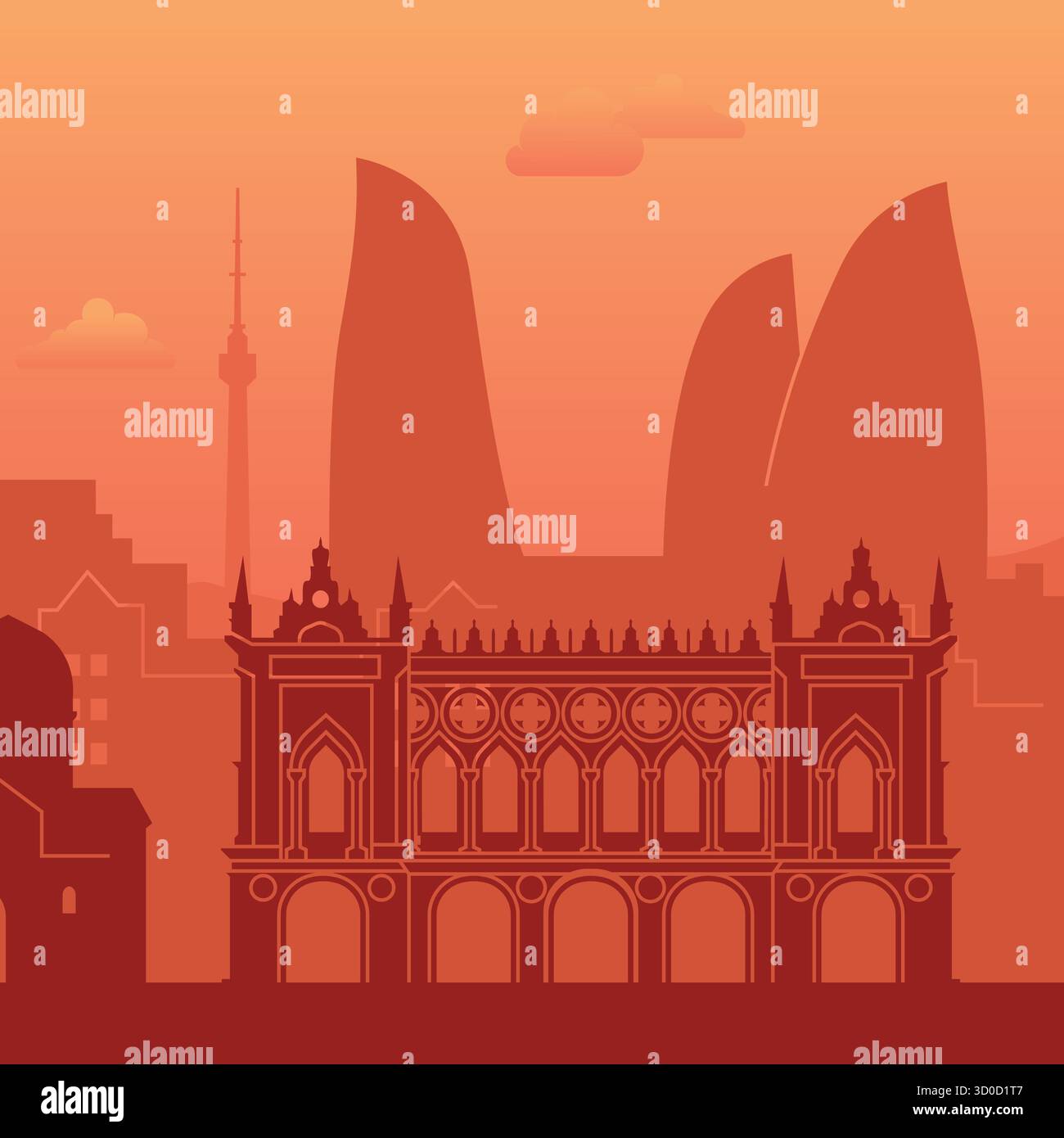 Iconic building sunset Stock Vector Images - Alamy