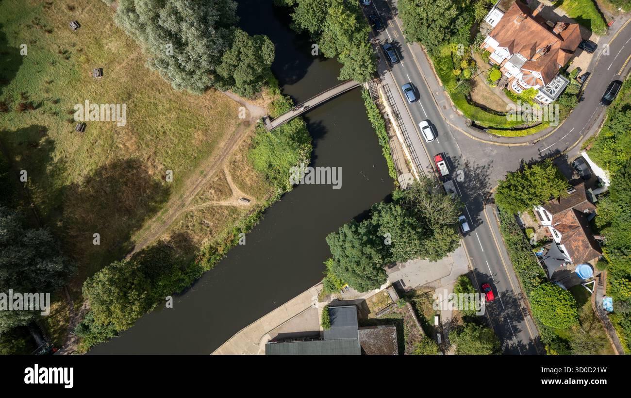 Aerial view of the River Wey in Surrey, United Kingdom Stock Photo - Alamy