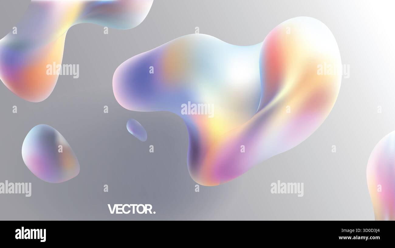 Abstract Iridescent Liquid Shapes on Gradient Gray Background - Modern ...