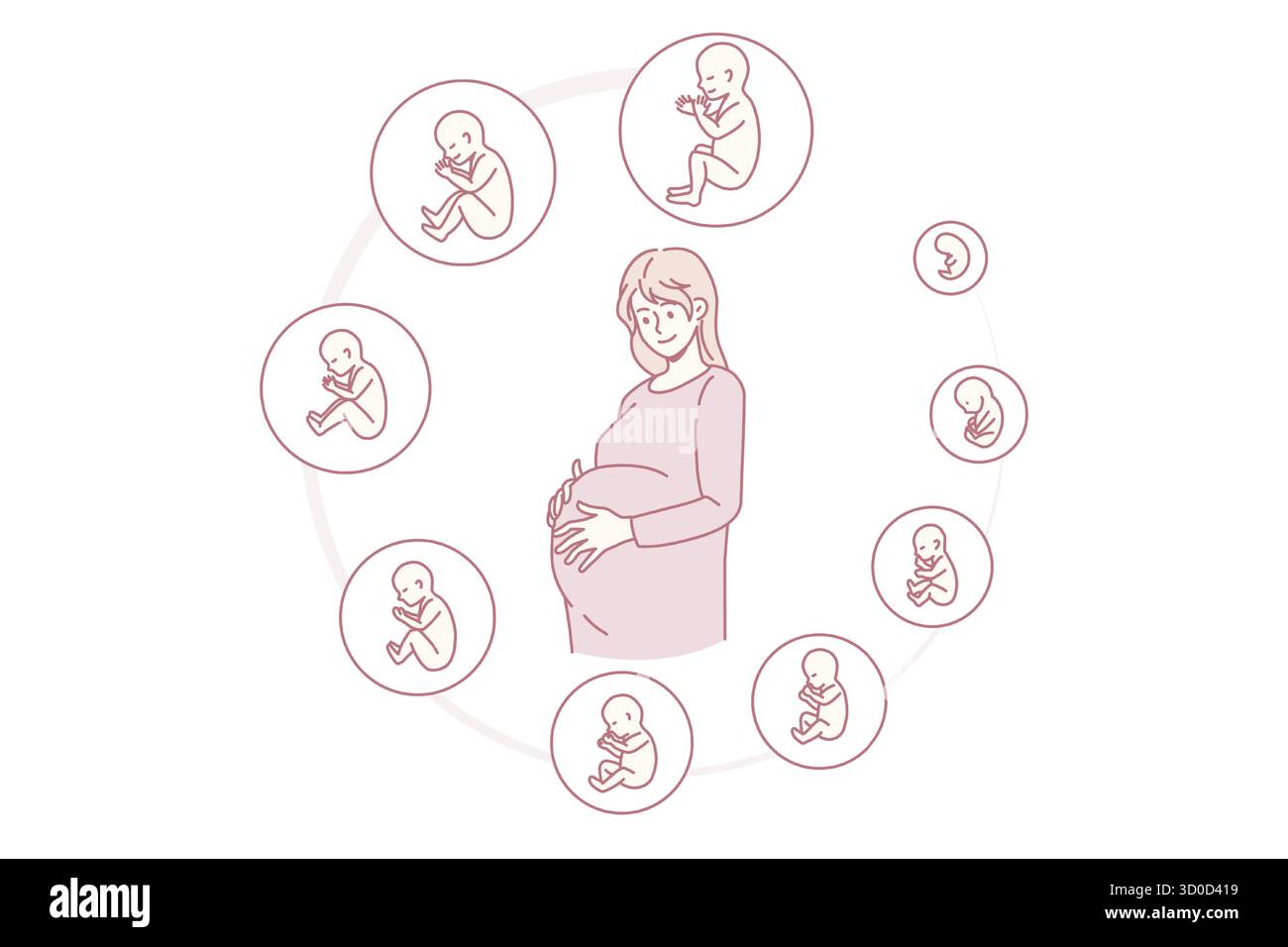 Pregnant woman touch belly ready for future maternity. Pregnancy embryo ...