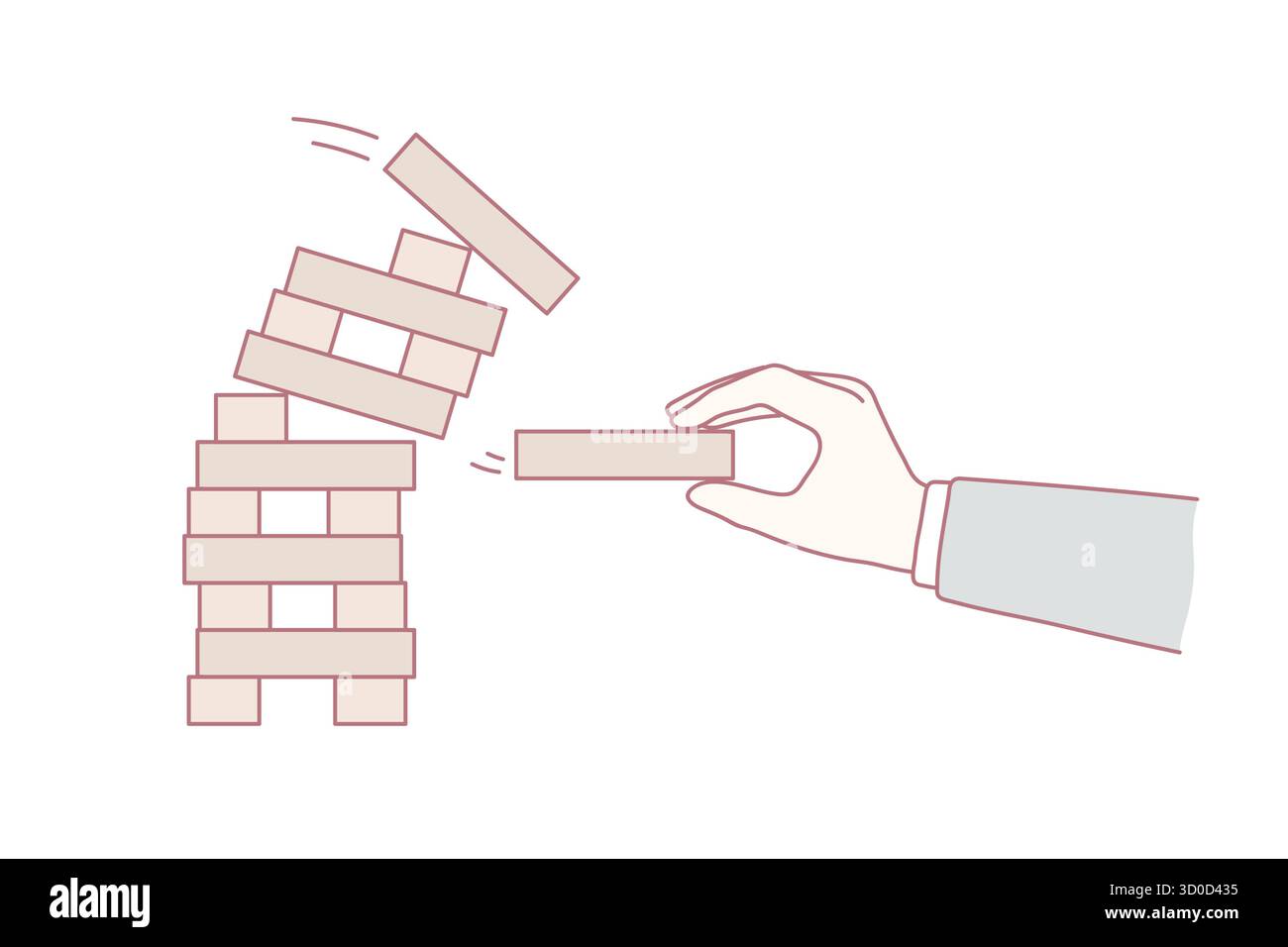 Man take wooden brick play wooden block jenga game. Businessman risk ...