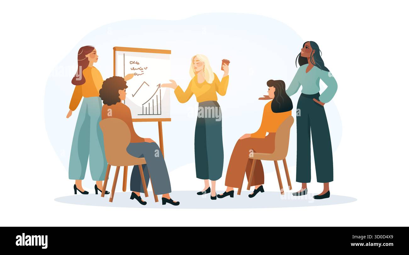 Business meeting women teamwork presentation growth chart group ...