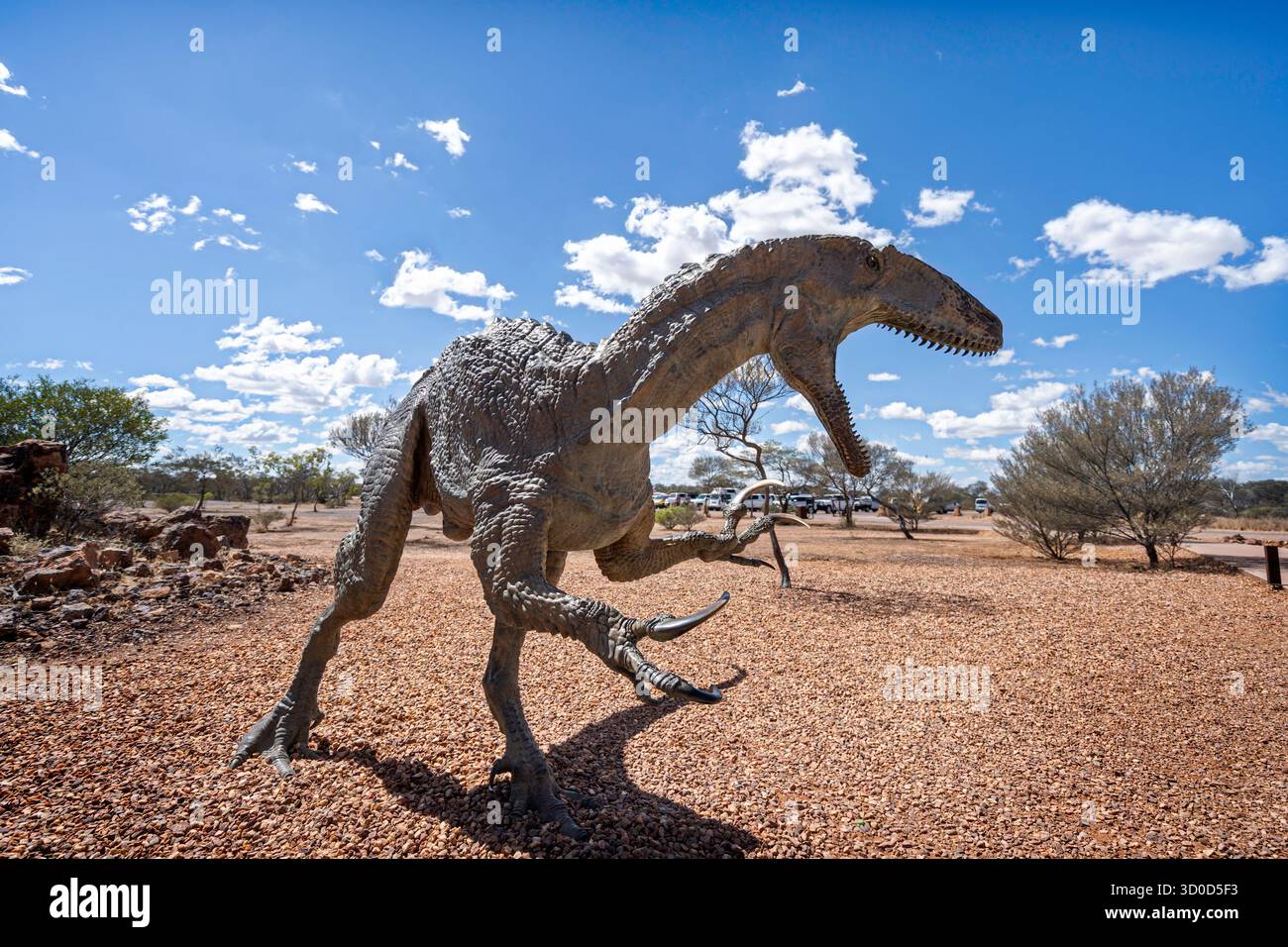 Life-sized, bronze statue of Australovenator ("Banjo") stands at the ...