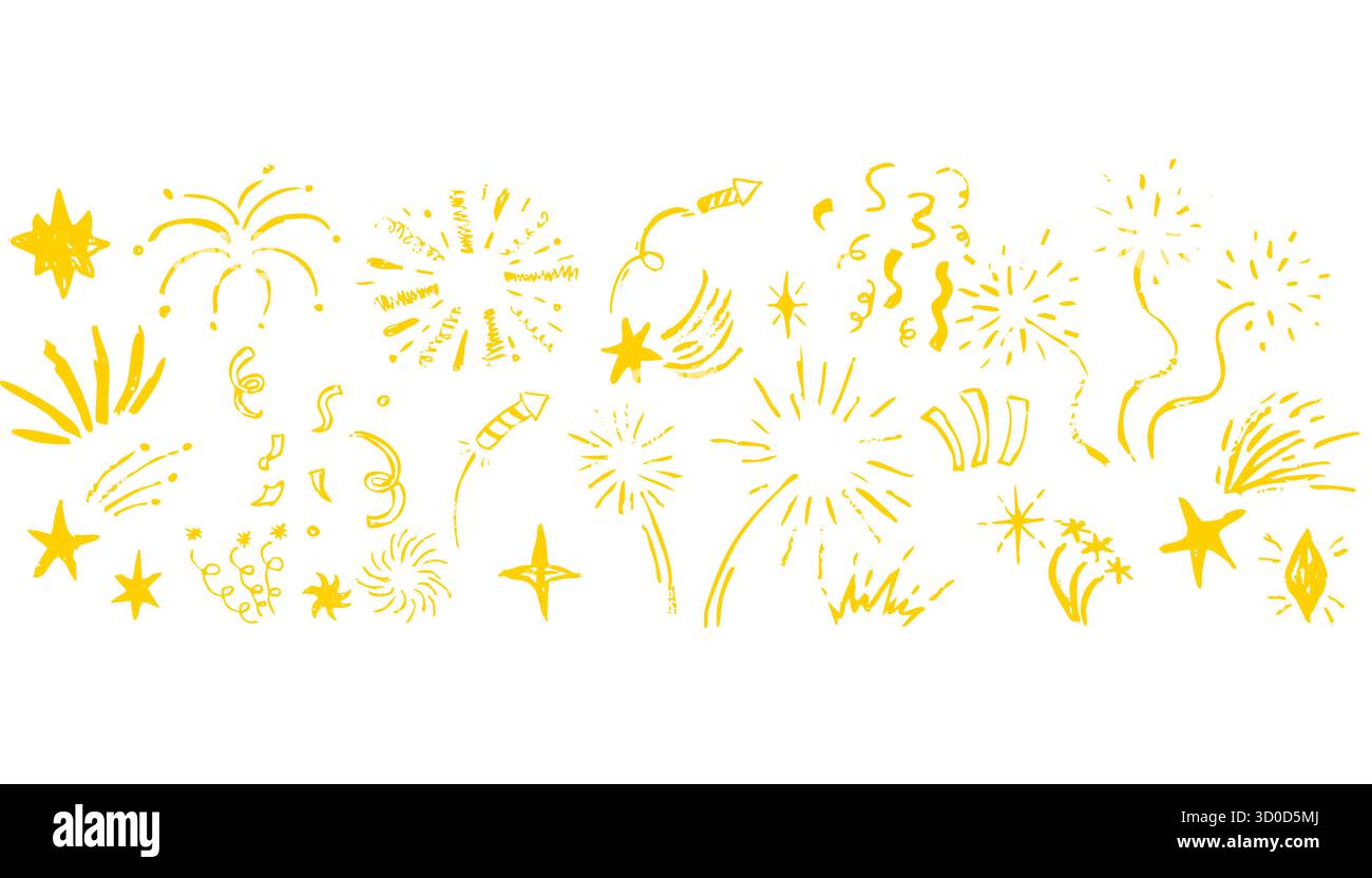 Firework border Chalk hand drawn star blink, firework, glitter ...