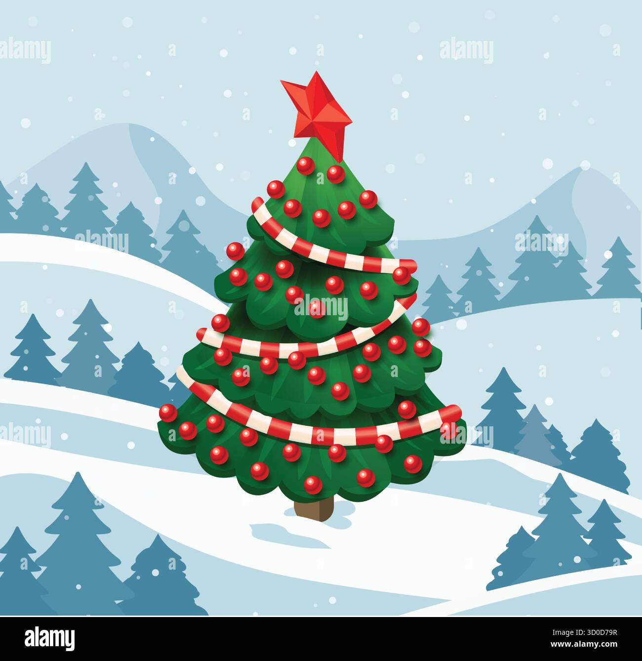 Christmas tree decorated landscape Stock Vector Images - Alamy