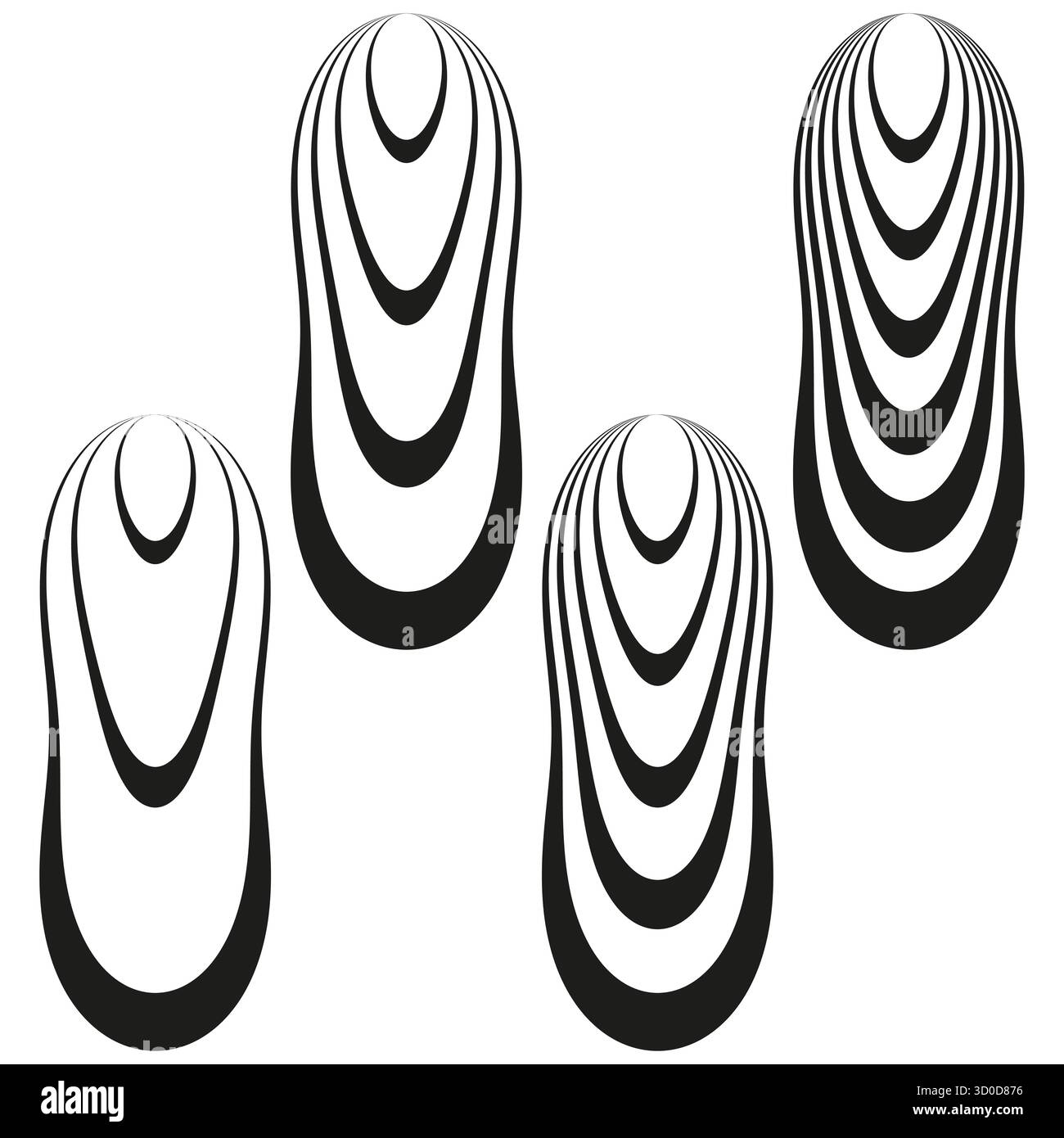 Abstract sleek shapes. Vertical wave forms. Simple black Vector. Four ...