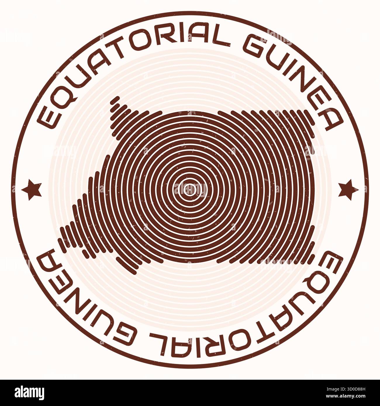 Equatorial Guinea map with round title. Country shape rings. Equatorial ...