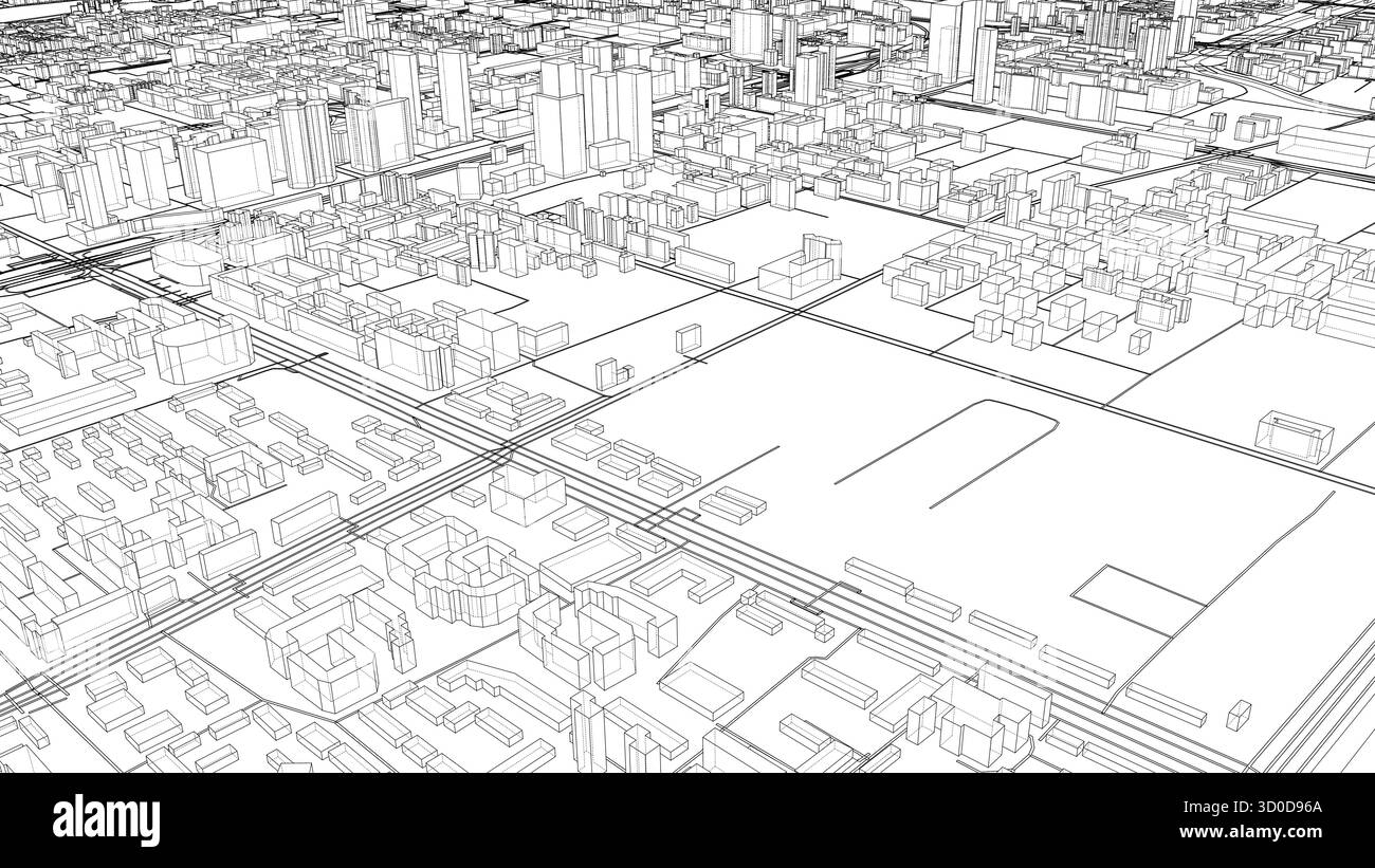 3d wireframe city model Stock Vector Images - Alamy