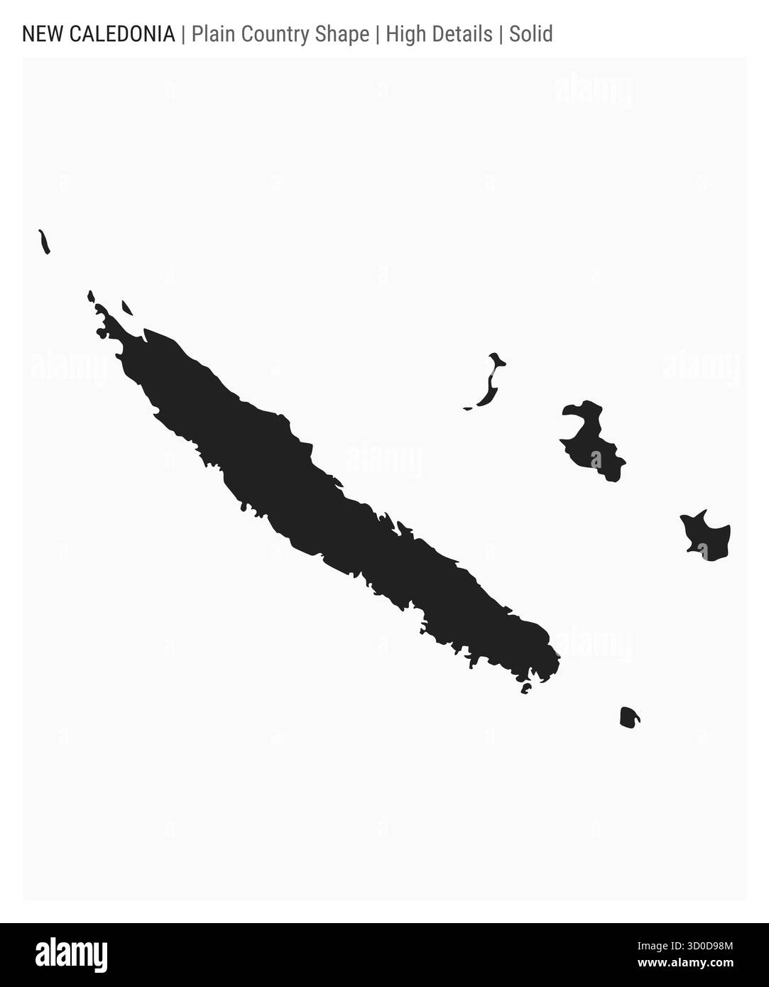 New Caledonia plain country map. High details. Solid style. Shape of ...