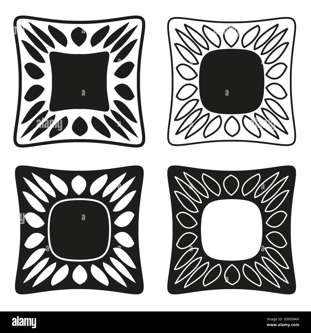 Square frame icons. Geometric border set. Abstract Vector shapes ...